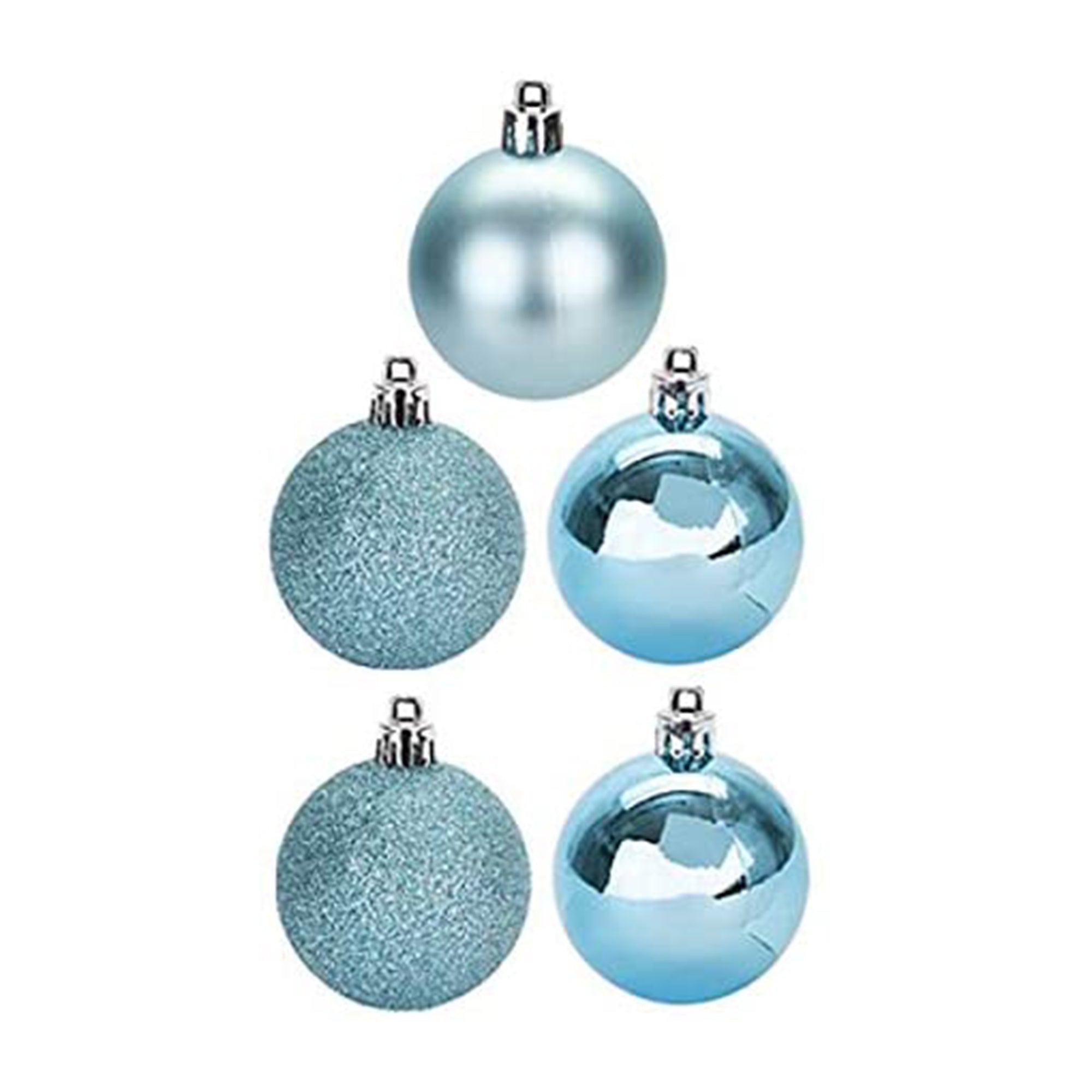 5 Pack of Ice Blue 6cm Round Christmas Tree Baubles – homestreet.uk